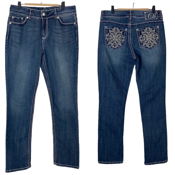 Code Bleu | Jeans | Code Bleu Marielle Slim Straight Embellished Jeans ...